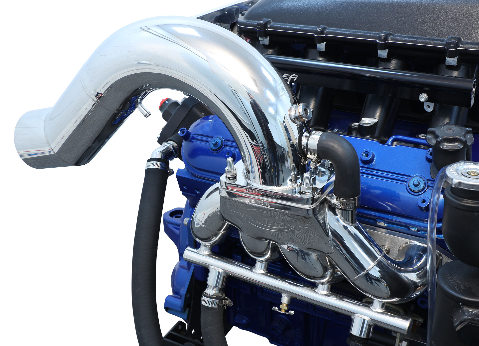 Hardin Marine - Cyclone Header System For GM LS HP Bravo Tailpipes