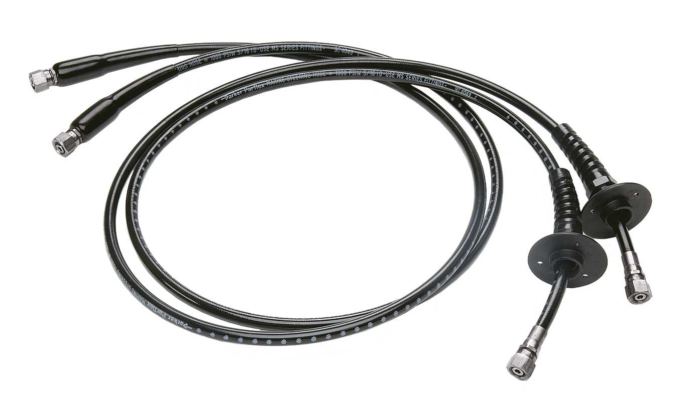Hardin Marine - Pair of Flexible Hydraulic Hoses with Bulkhead Fittings ...